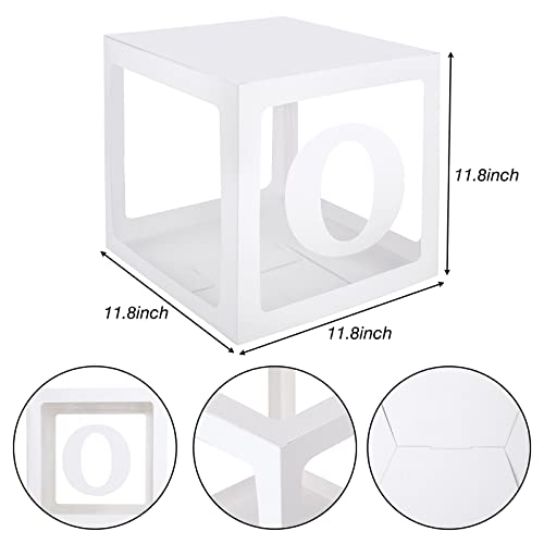 RUBFAC One Boxes for 1st Birthday, First Birthday Decorations for Boy Girls, 3pcs Baby Shower Boxes with 24pcs Balloons ‘ONE’ ‘TWO’ Letters for Birthday Backdrop, Cake Smash Photo Props