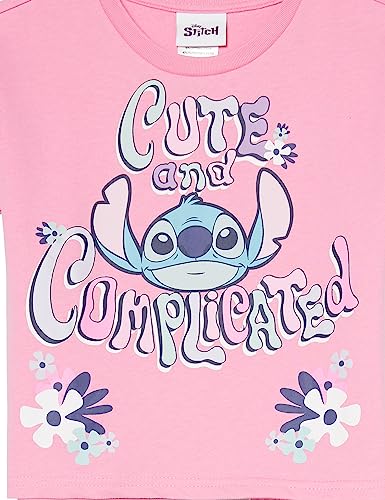 Disney Girls Lilo Stitch French Terry - 4-16 Tee & Short Set, Pink, 10-12 US