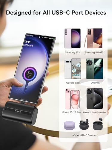 LVFAN USB C Portable Charger, 6600mAh Mini Power Bank Fast Charging, Portable Phone Charger Backup Battery for iPhone 15/15 Plus/15 Pro/15 Pro Max, Samsung S24/23/22, Android Device, and More