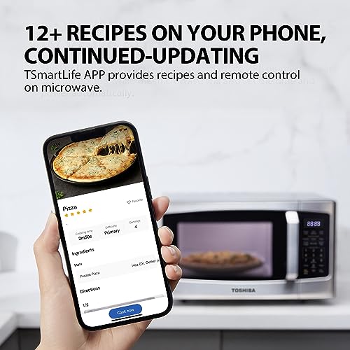 TOSHIBA ML-SEM23P(SS) Smart Countertop Microwave, Voice Control with Alexa, Free Recipes in APP, Kitchen Essentials, Mute Function & ECO Mode, 900W, 0.9 Cu Ft, With 10.6" Turntable, Stainless Steel