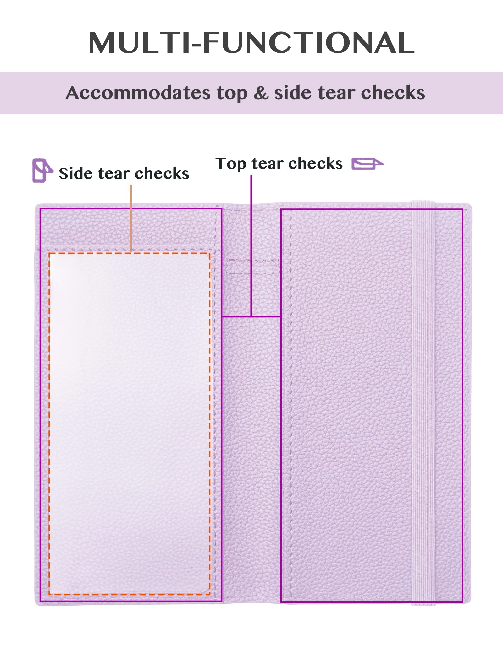 Zreal Checkbook Cover for Women, Premium Vegan Leather Checkbook Covers for Personal Checkbook with Pen Holder, Slim Checkbook Cover with Duplicate Flap (Light Purple)