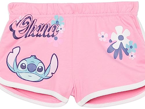 Disney Girls Lilo Stitch French Terry - 4-16 Tee & Short Set, Pink, 10-12 US