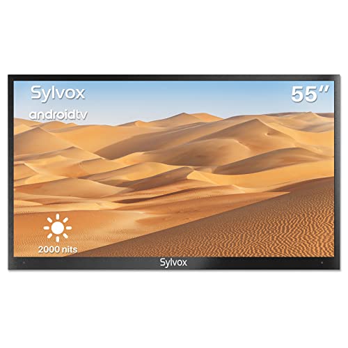 SYLVOX Outdoor TV, 55 inch Smart Outside TV 2000nits for Full Sun, Waterproof Outdoor Television,Built-in APP Store Voice Assistant and Chromecast(Pool Pro Series,2023)
