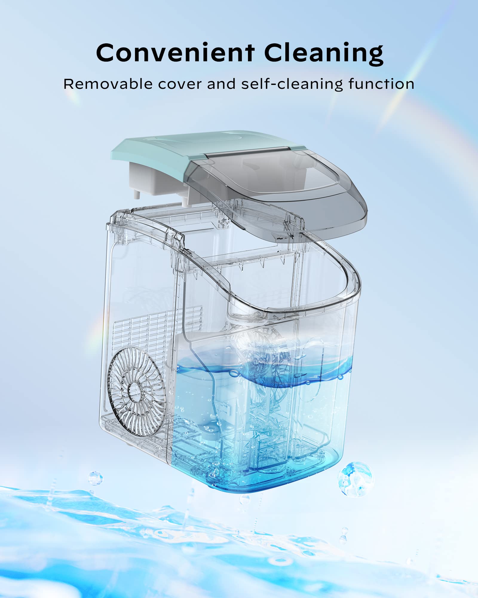 Nugget Ice Maker Countertop - Silonn Pebble Ice Maker Machine with Self-Cleaning Function, 33lbs/24H, Ice Makers for Home/Kitchen/Office, Green