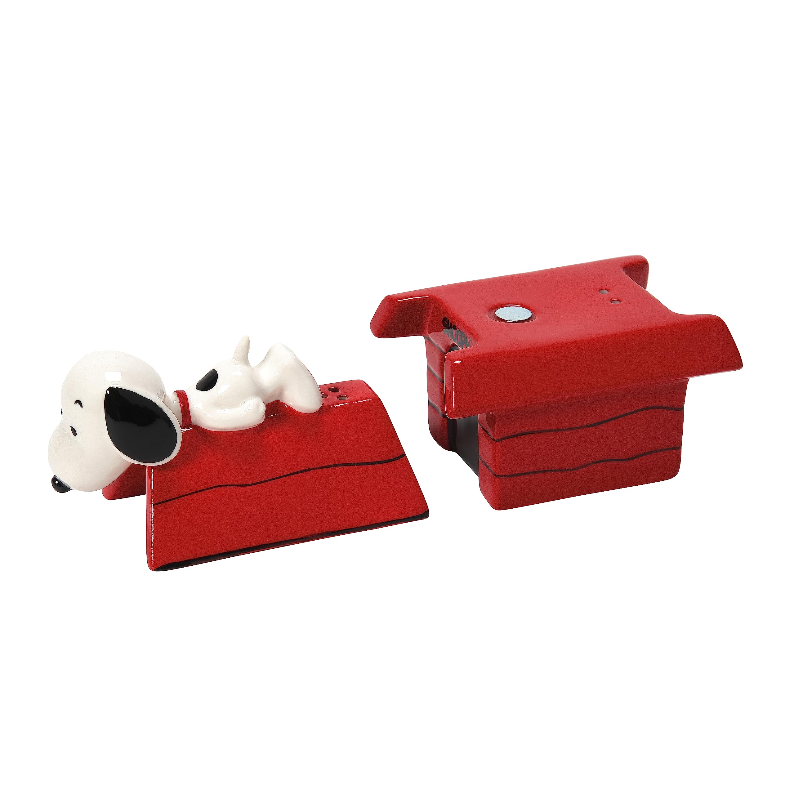 Department 56 Peanuts Ceramics Snoopy and Dog House Sculpted Salt and Pepper Shaker Set, 3.54 Inch, Multicolor