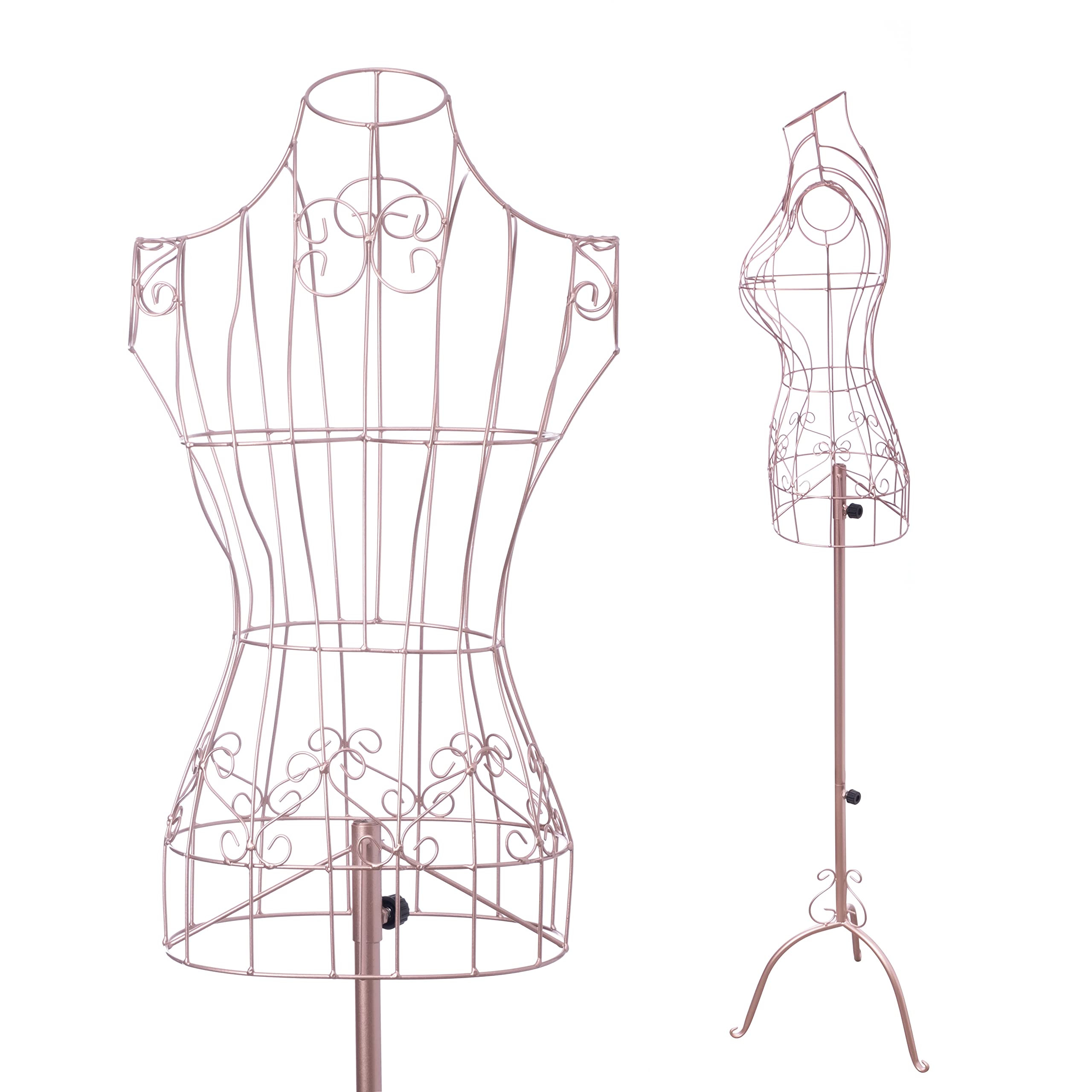 Female Rose Gold Metal Steel Wire Mannequin Dress Form for Sewing Display