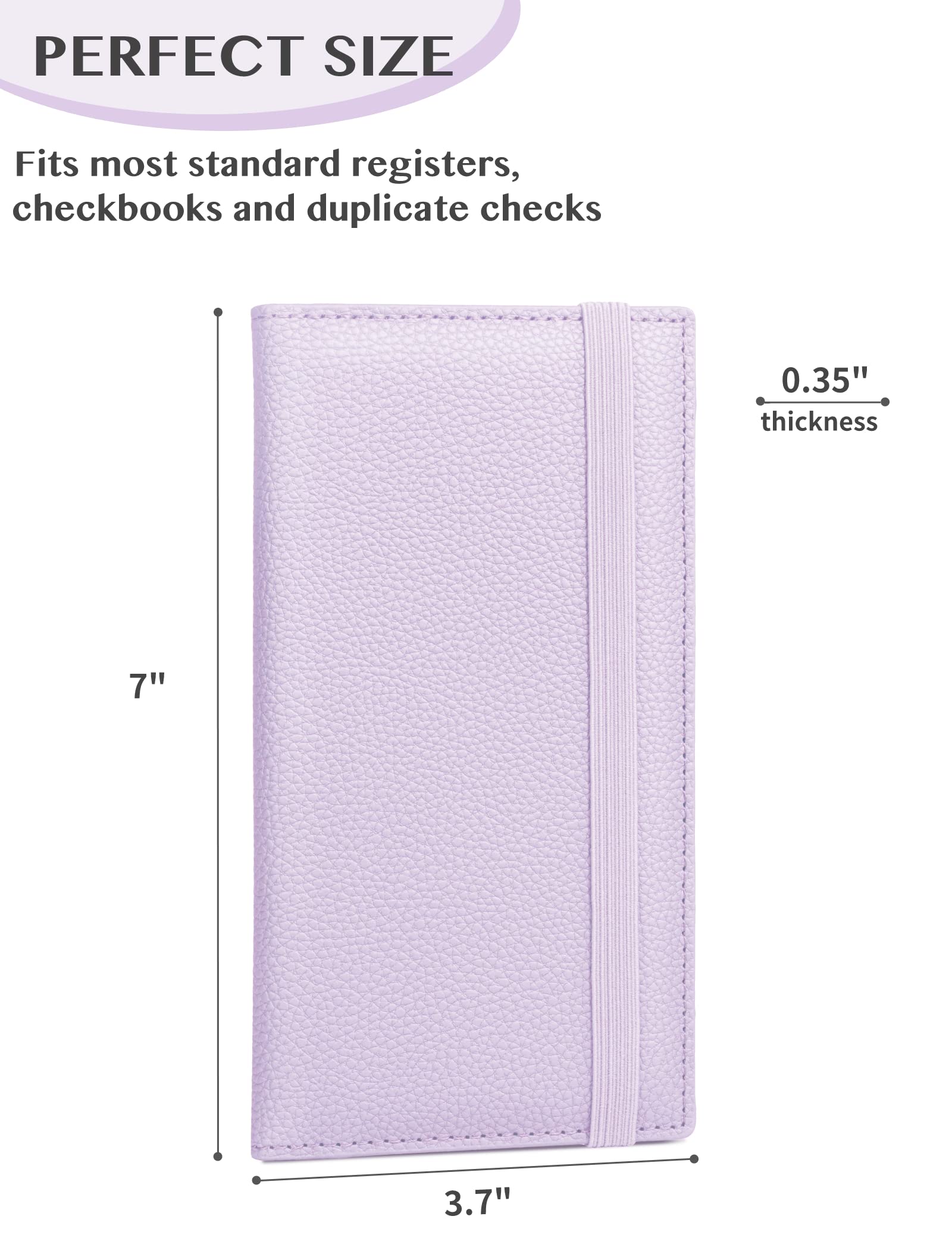 Zreal Checkbook Cover for Women, Premium Vegan Leather Checkbook Covers for Personal Checkbook with Pen Holder, Slim Checkbook Cover with Duplicate Flap (Light Purple)