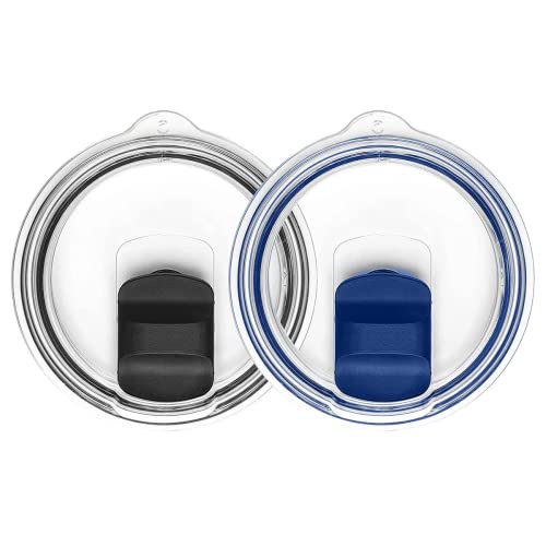 Magnetic Tumbler Lid - Fits Rambler, Ozark Trail, Old Style Rtic,Replacement Magnetic Slider, Magnetic Spill Proof Tumbler Cover (30oz, 2Pcs Black/Blue)