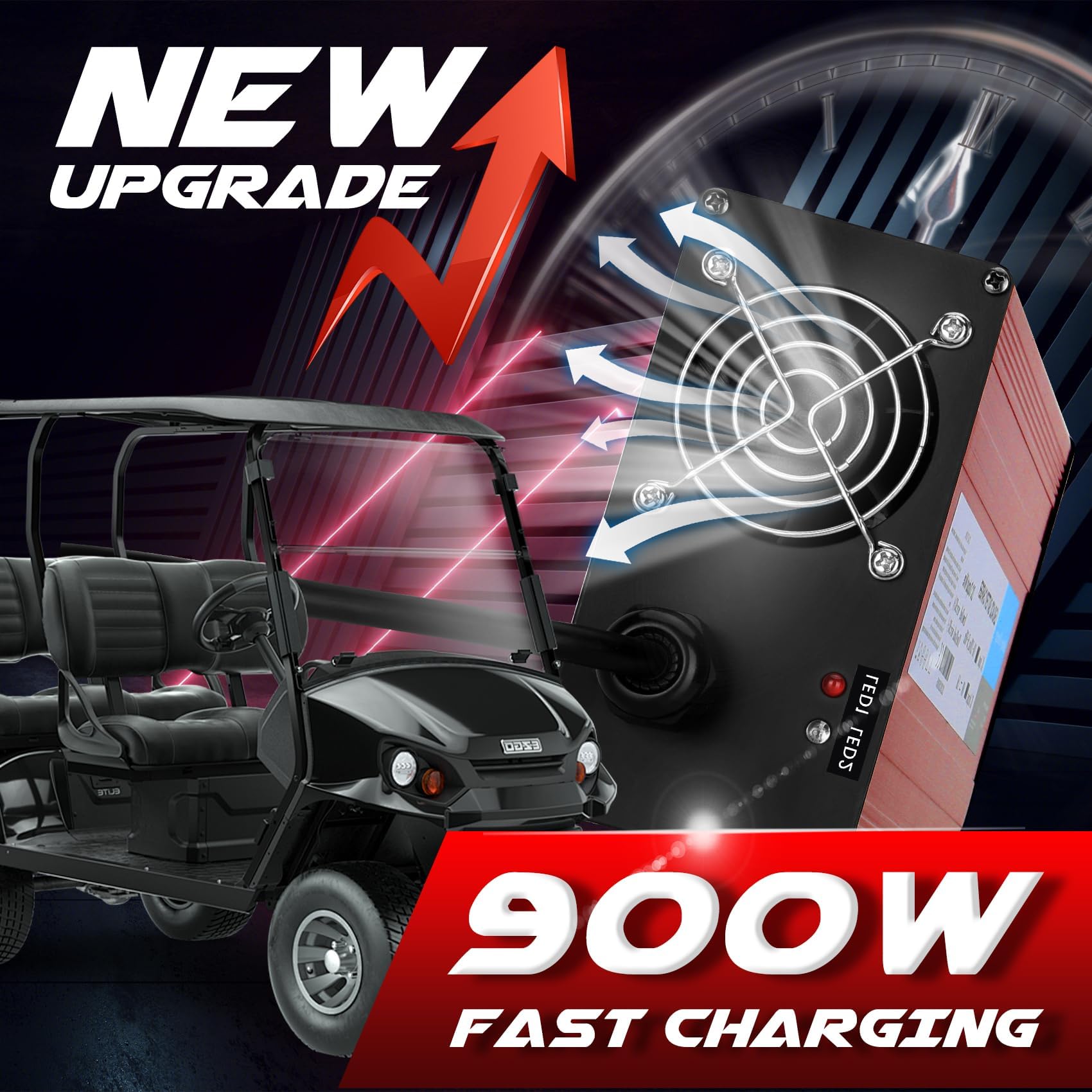48 Volt Golf Cart Battery Charger Compatible with Yamaha G19-22 Models-with 2-pin 2round-Hole Plug.15 Amp Smart Charger with Trickle Charge, 6-8 Hours Full Charge.