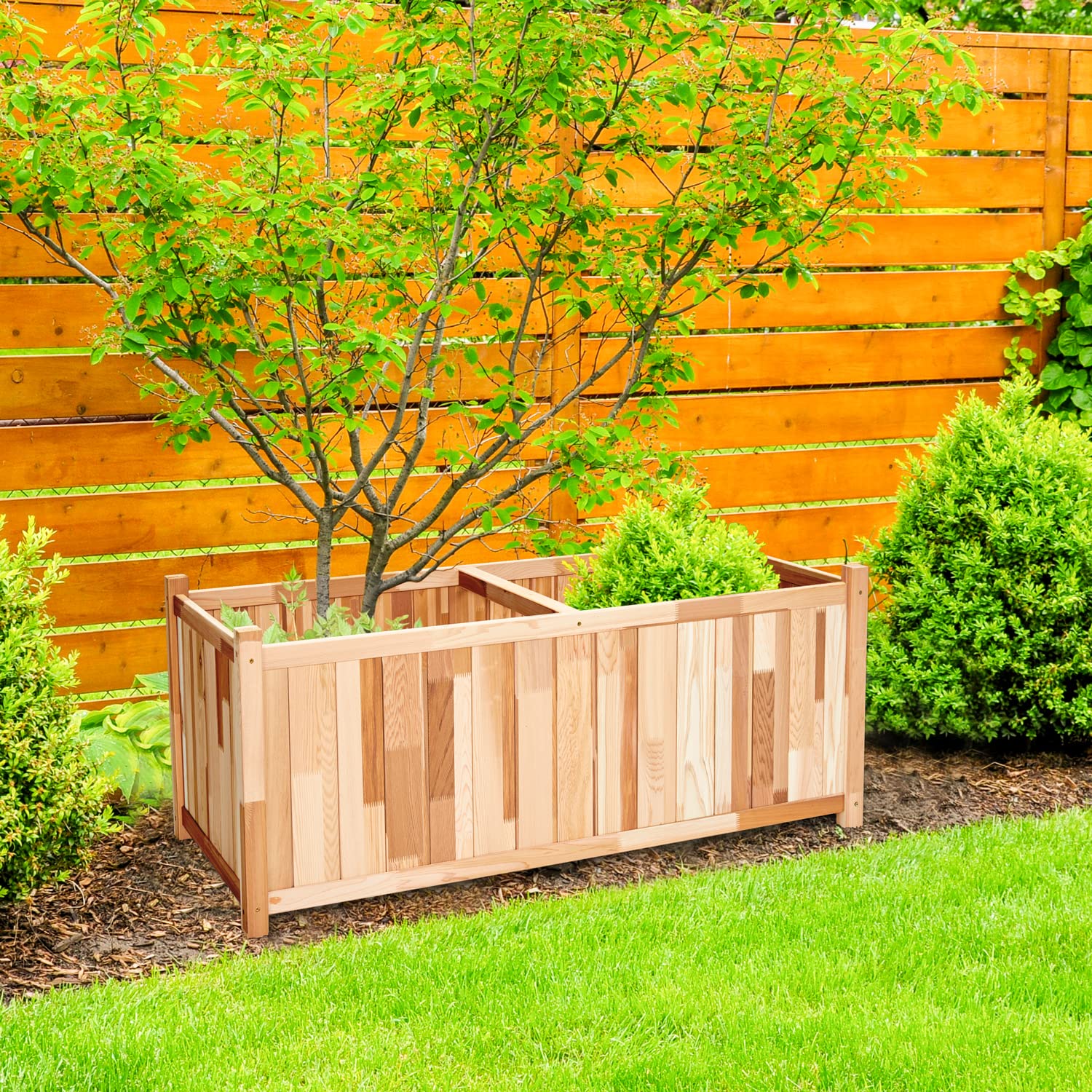 Jumbl Canadian Cedar Planter Box | Wood Garden Bed for Growing Flowers, Succulents & Other Plants at Home | Great for Outdoor Patio, Deck, Balcony