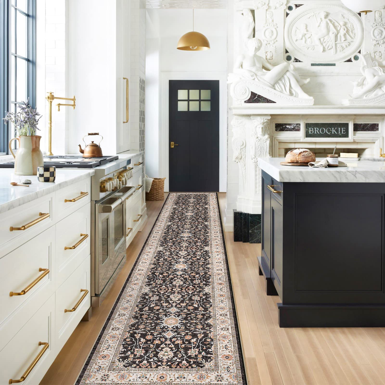 TOPRUUG Washable Runner Rug 2x12 - Hallway Runner Rug Kitchen Rugs and Mats Non Skid Washable Waterproof Carpet Runner for Living Room Bedroom Bathroom (Black, 2X12)
