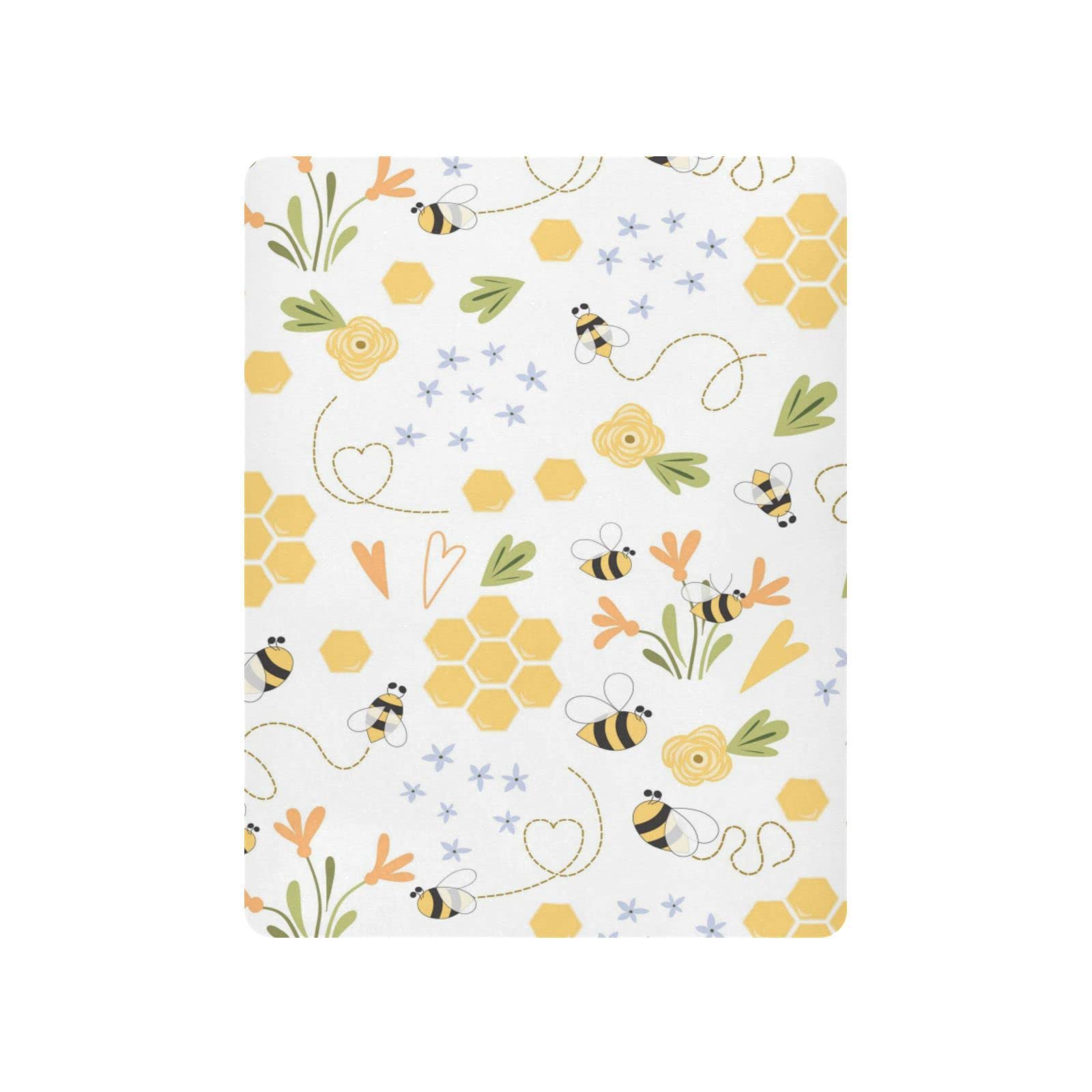Floral Bee Fitted Crib Sheet for Girls and Boys,Soft Breathable Baby Sheet for Standard Size Crib Mattress 21164184