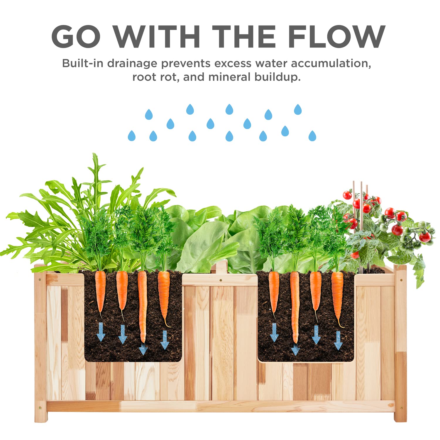 Jumbl Canadian Cedar Planter Box | Wood Garden Bed for Growing Flowers, Succulents & Other Plants at Home | Great for Outdoor Patio, Deck, Balcony