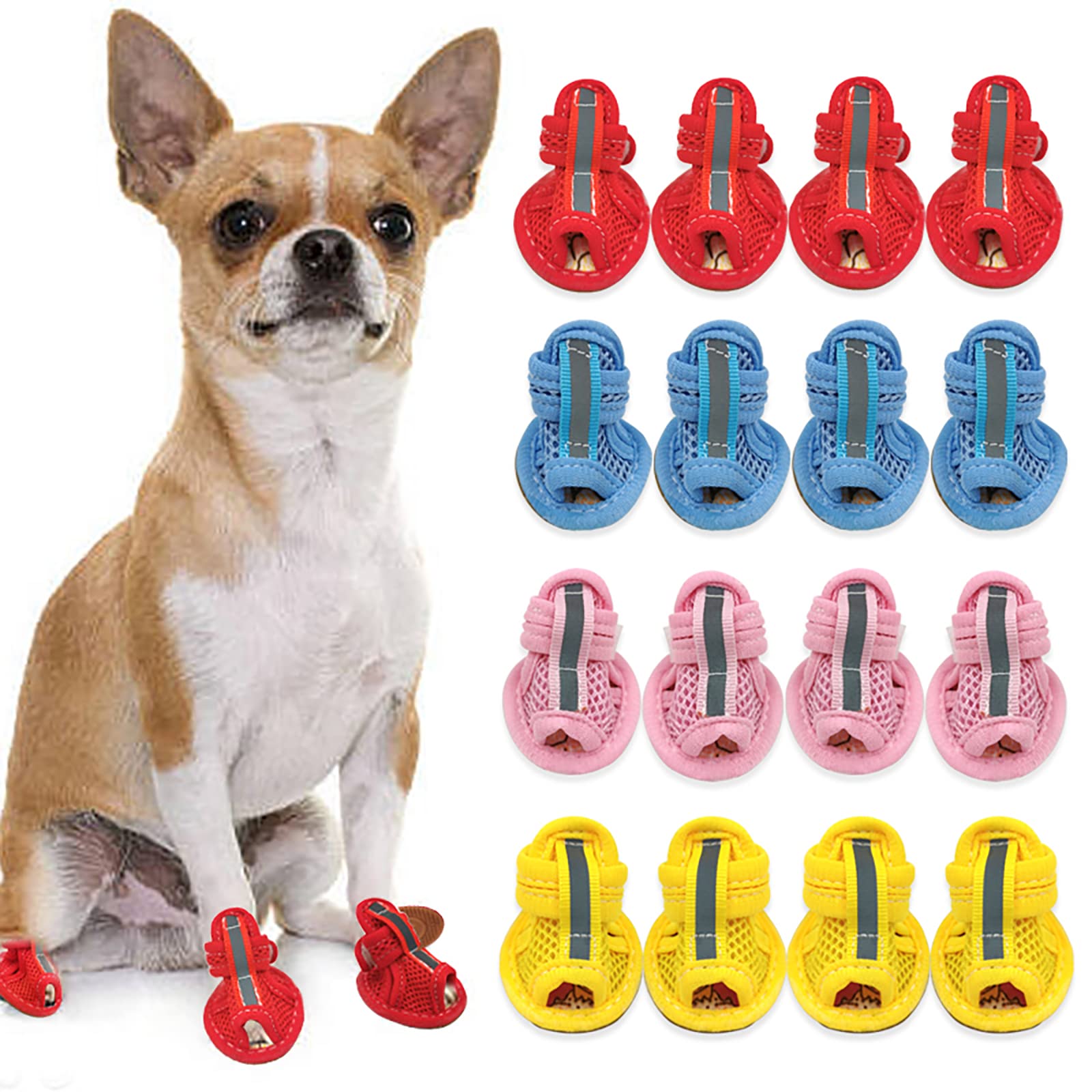Summer Sandals for Dogs, Breathable Mesh Dog Sandals, Puppy Shoes for Hot Pavement, Pet Shoes for Small Dogs Red Label 3