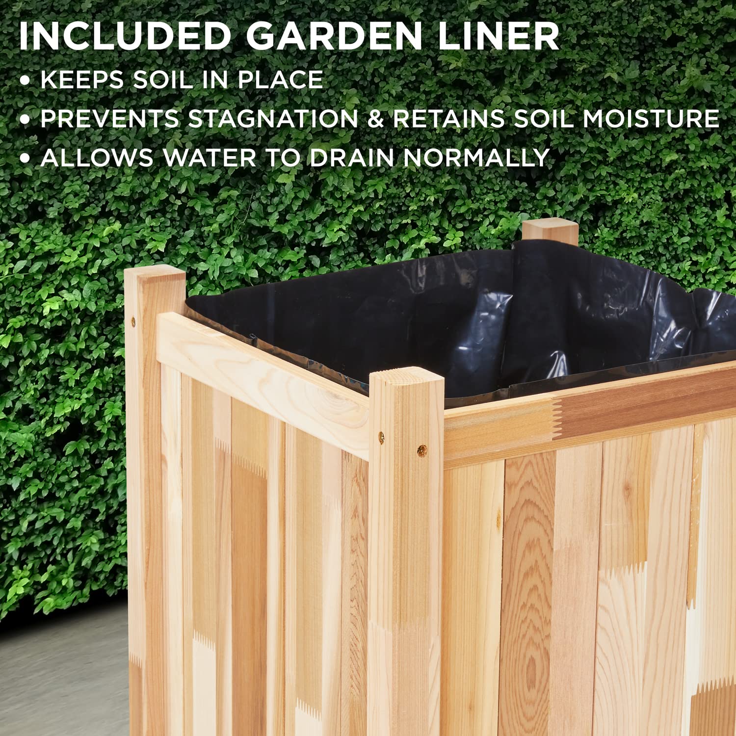 Jumbl Canadian Cedar Planter Box | Wood Garden Bed for Growing Flowers, Succulents & Other Plants at Home | Great for Outdoor Patio, Deck, Balcony