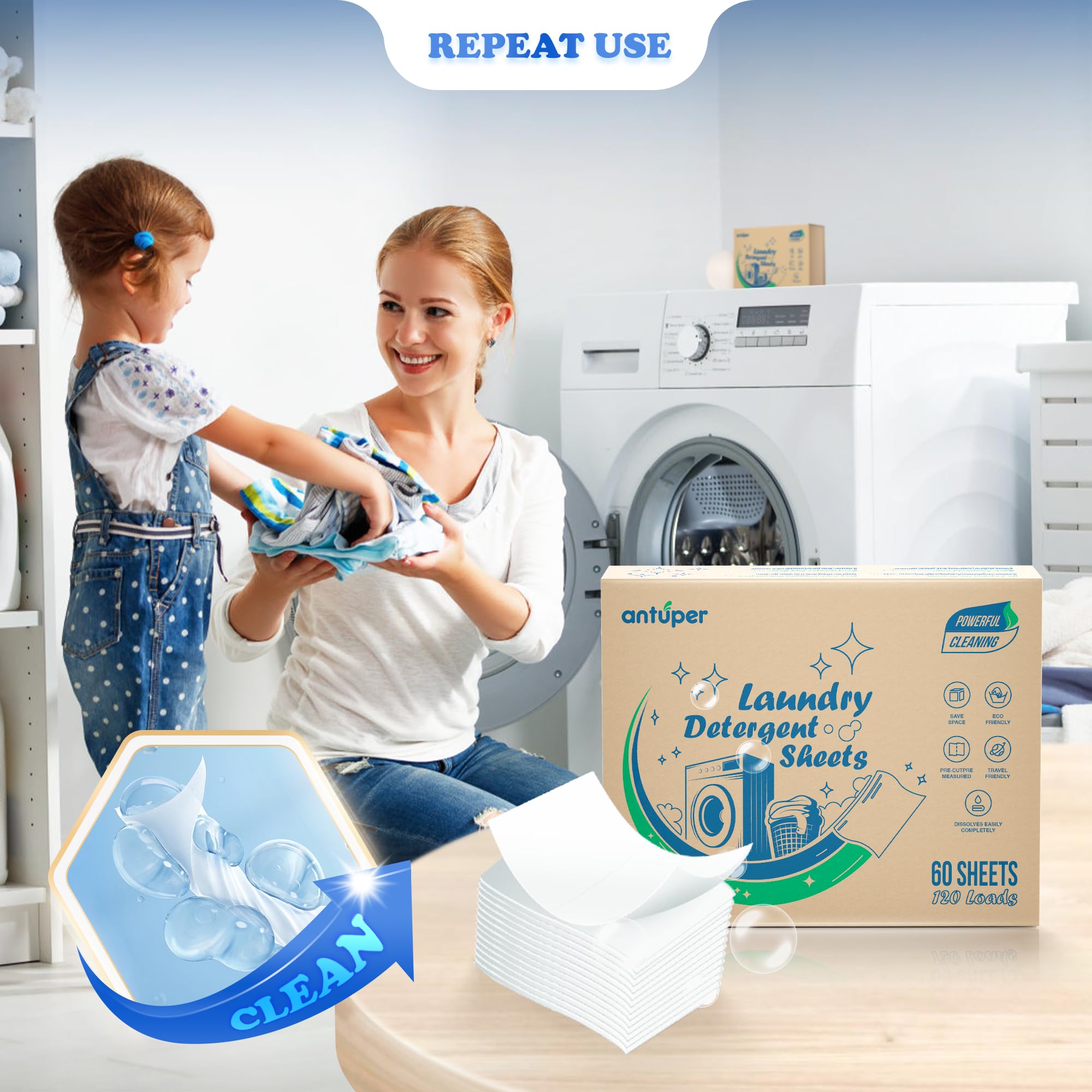 Laundry Detergent Sheets, 120 Loads Washer Soap Strips, Plant Based Liquidless Formula, Zero Waste for Home Dorm Travel Camping & Hand Washing Clean No Waste Fresh Scent