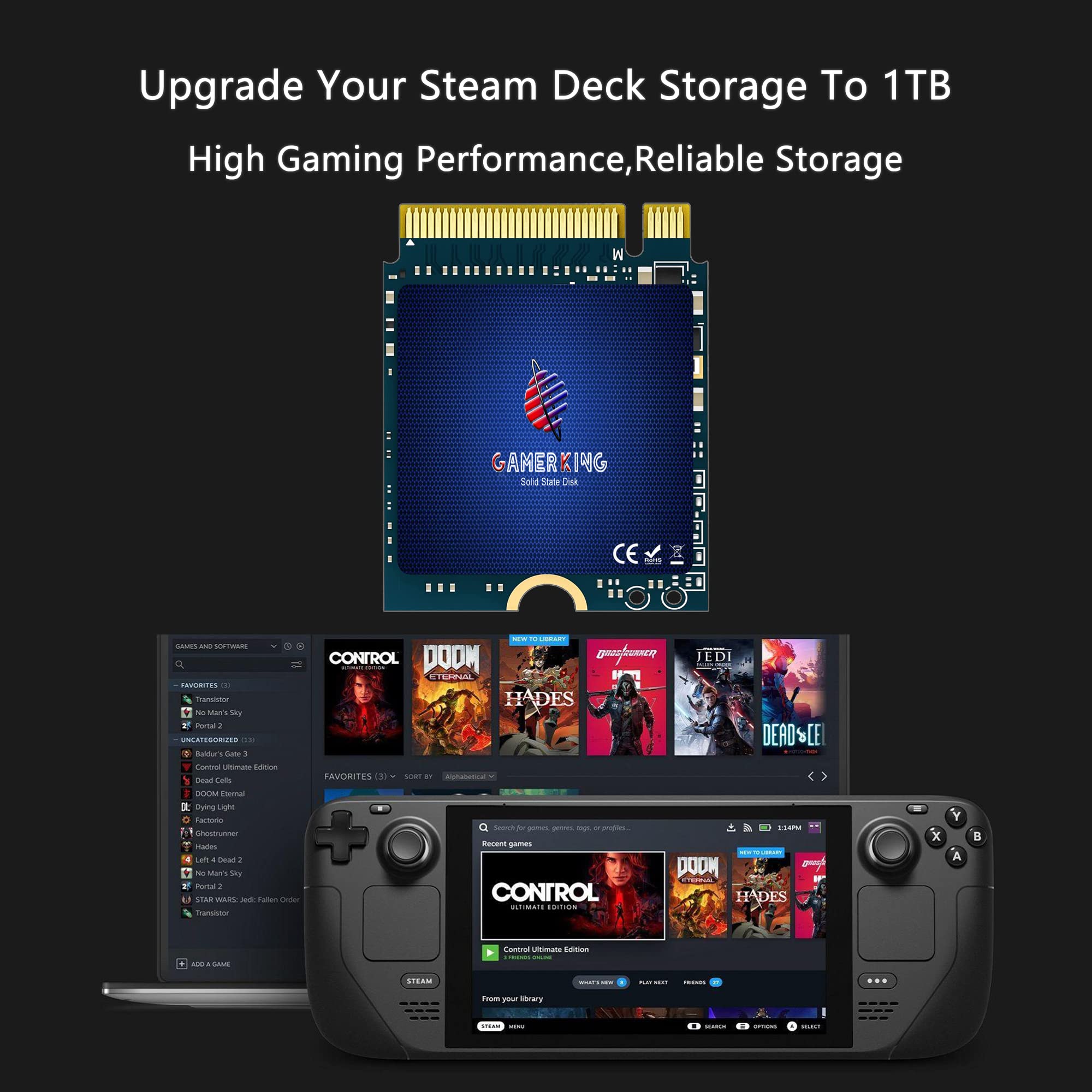 GAMERKING 1TB M.2 2230 SSD NVMe PCIe Gen 3.0X4 Internal Solid State Drive Compatible with Steam Deck/Microsoft Surface pro 8/pro 7+/pro X/laptop3/laptop4(M.2 2230 PCIe 1TB)