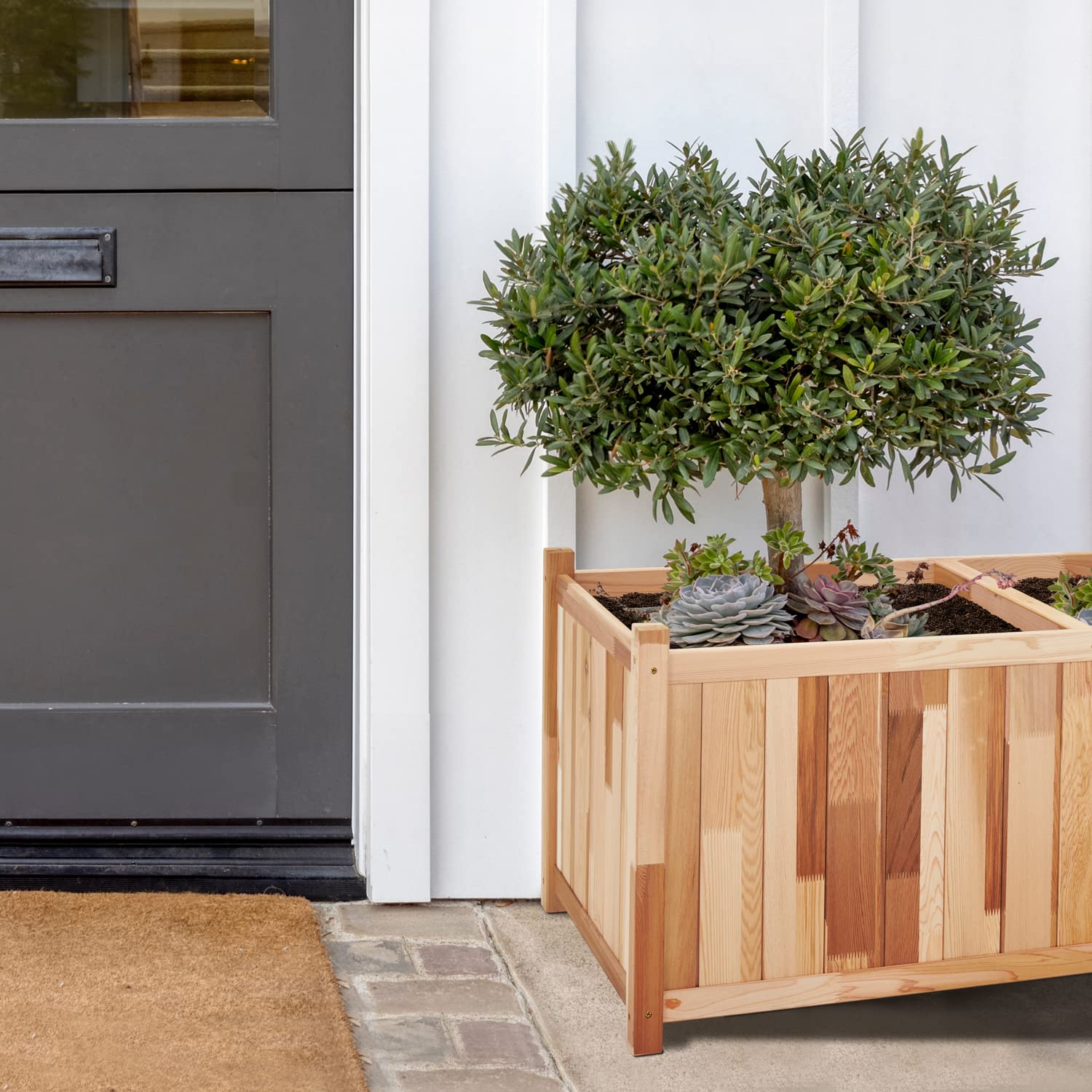 Jumbl Canadian Cedar Planter Box | Wood Garden Bed for Growing Flowers, Succulents & Other Plants at Home | Great for Outdoor Patio, Deck, Balcony