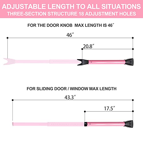 AceMining Upgraded Door Security Bar & Sliding Patio Bar, Heavy Duty Stoppers Adjustable Jammer for Home, Apartment, Travel (2 Pack,Pink)