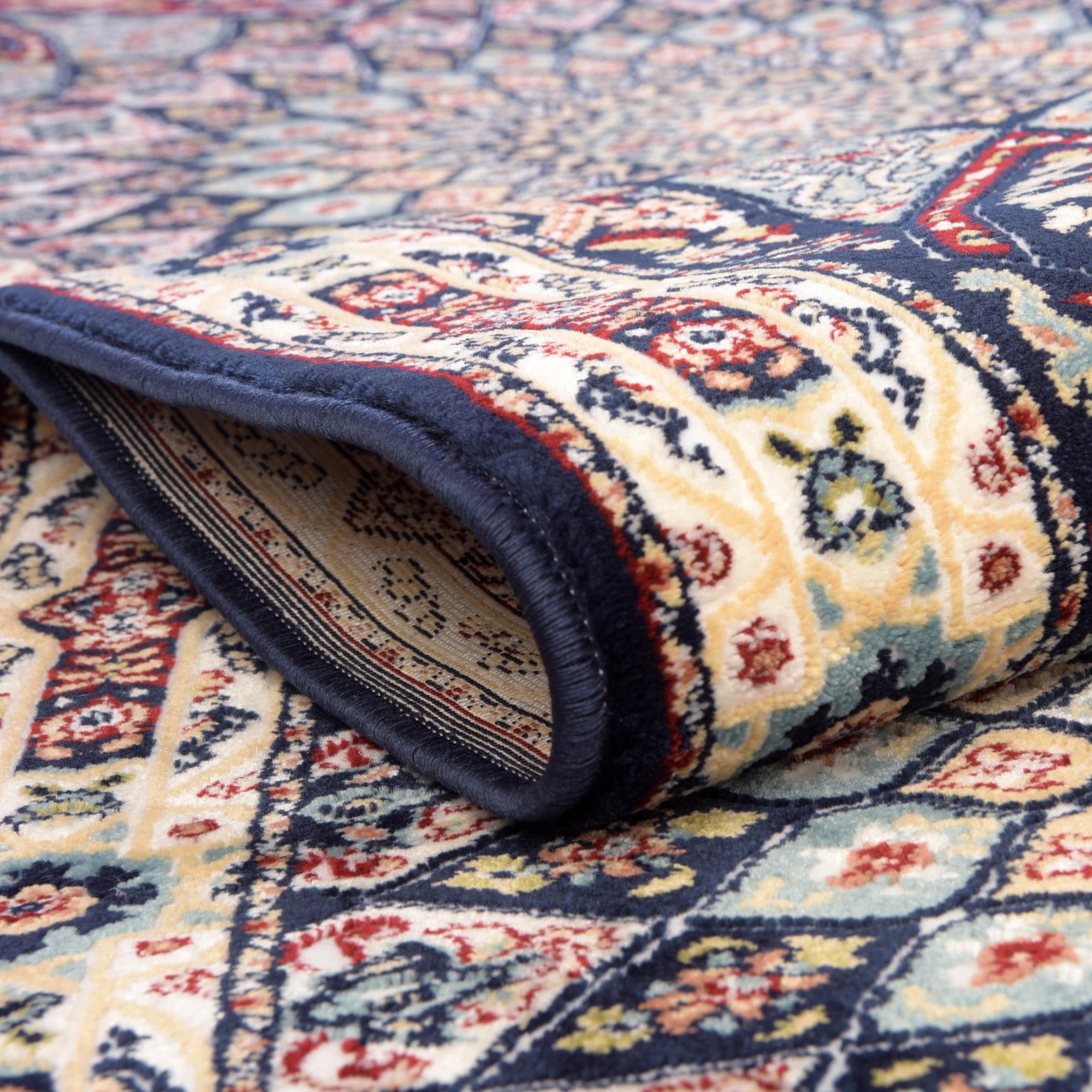 Rugs.com Rabia Collection Rug β 2' 7 x 12' Runner Navy Blue Low Rug Perfect for Hallways, Entryways