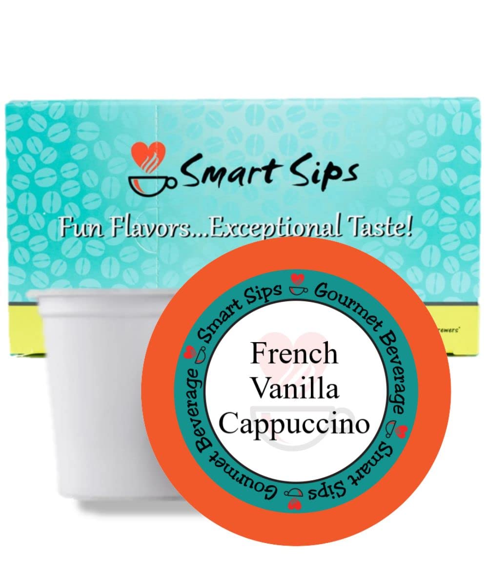 Smart Sips, French Vanilla Cappuccino | Gourmet Cappuccino Pods | For Keurig K-cup Brewing Machines | 24 Count | Rich & Flavorful