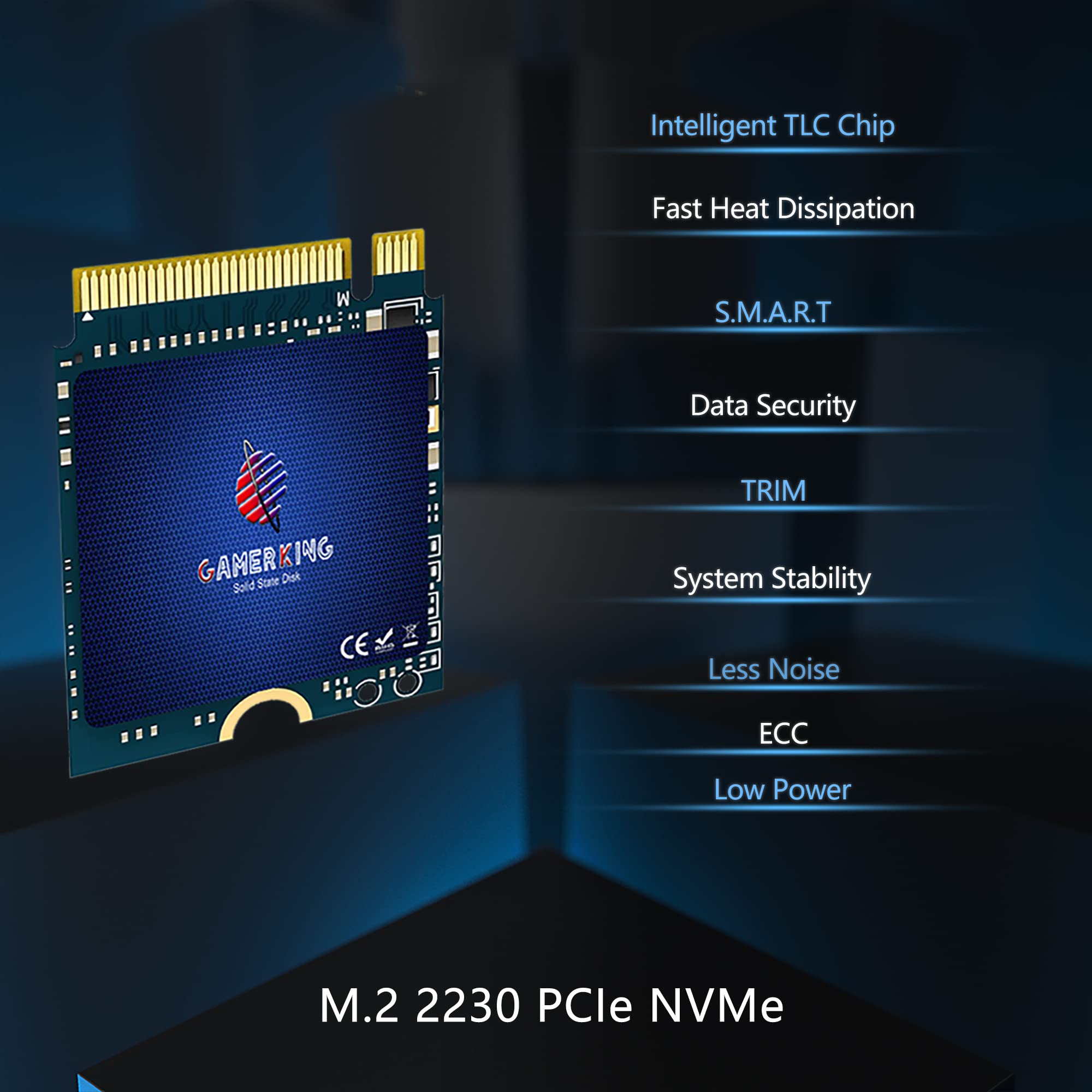 GAMERKING 1TB M.2 2230 SSD NVMe PCIe Gen 3.0X4 Internal Solid State Drive Compatible with Steam Deck/Microsoft Surface pro 8/pro 7+/pro X/laptop3/laptop4(M.2 2230 PCIe 1TB)
