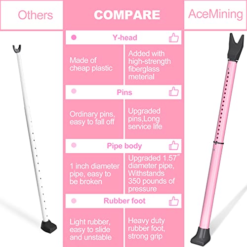 AceMining Upgraded Door Security Bar & Sliding Patio Bar, Heavy Duty Stoppers Adjustable Jammer for Home, Apartment, Travel (2 Pack,Pink)