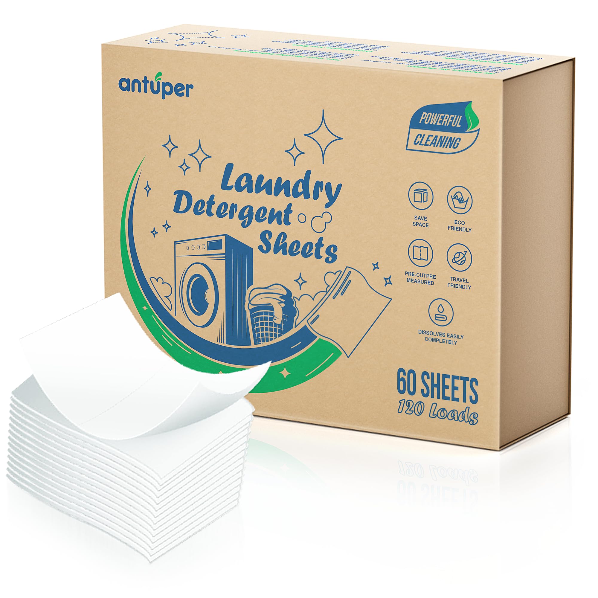 Laundry Detergent Sheets, 120 Loads Washer Soap Strips, Plant Based Liquidless Formula, Zero Waste for Home Dorm Travel Camping & Hand Washing Clean No Waste Fresh Scent