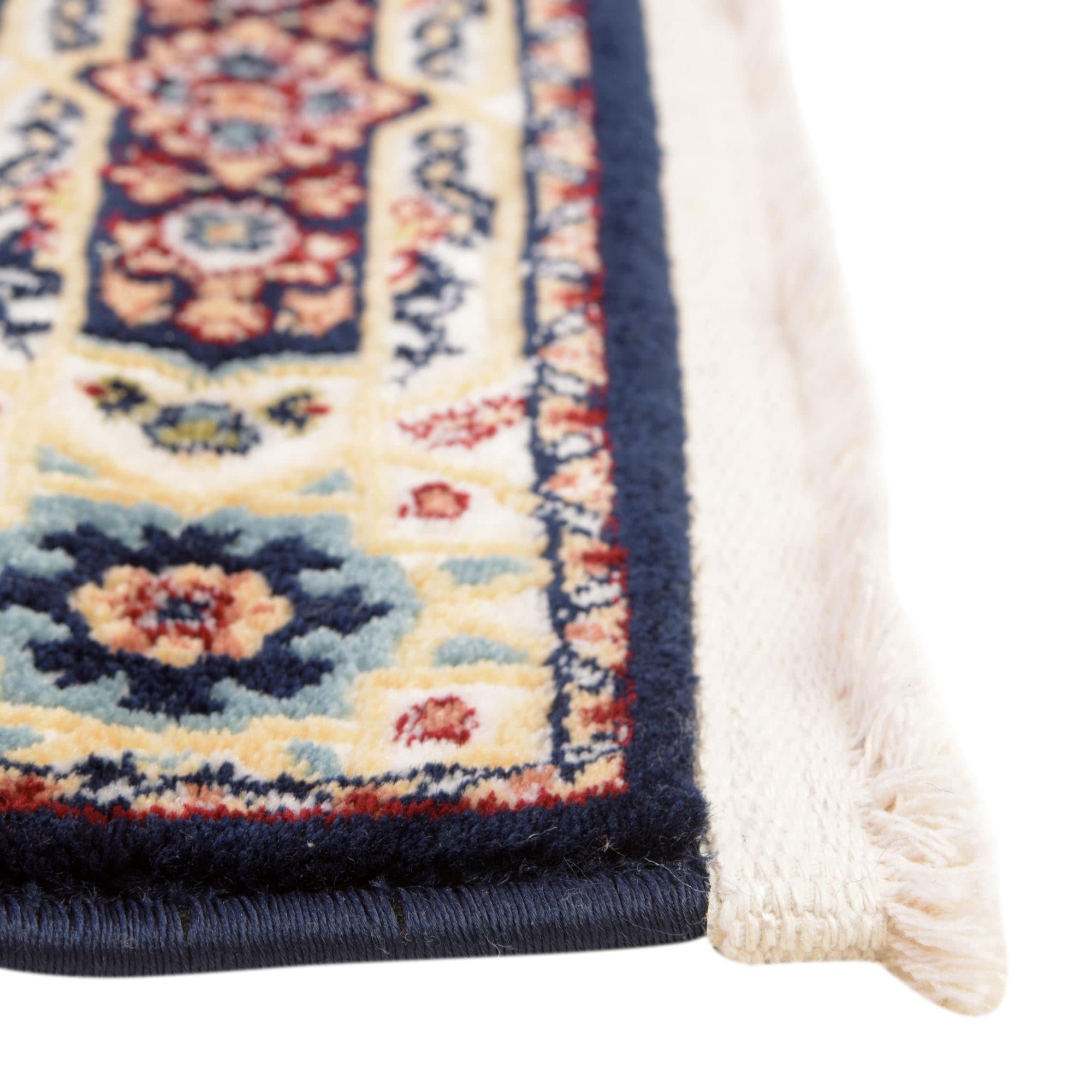 Rugs.com Rabia Collection Rug β 2' 7 x 12' Runner Navy Blue Low Rug Perfect for Hallways, Entryways