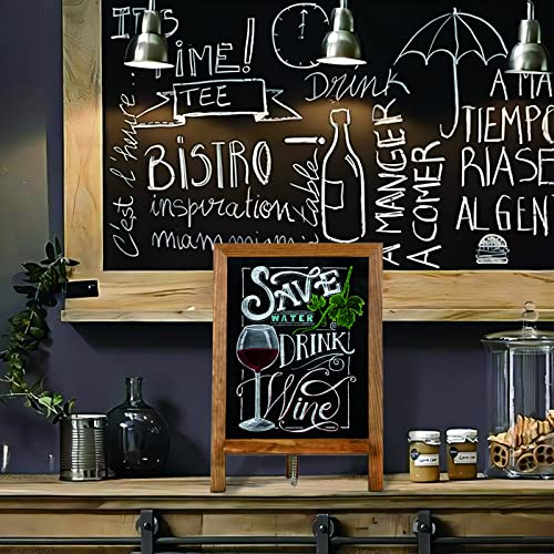 4 THOUGHT Tabletop Small Chalkboard Signs for Food, 9.5" x 14" Magnetic Wooden Mini Chalkboard with Stand Kids Chalk Board Easel Countertop Menu Board for Kitchen Home Cafe Wedding, Rustic Brown