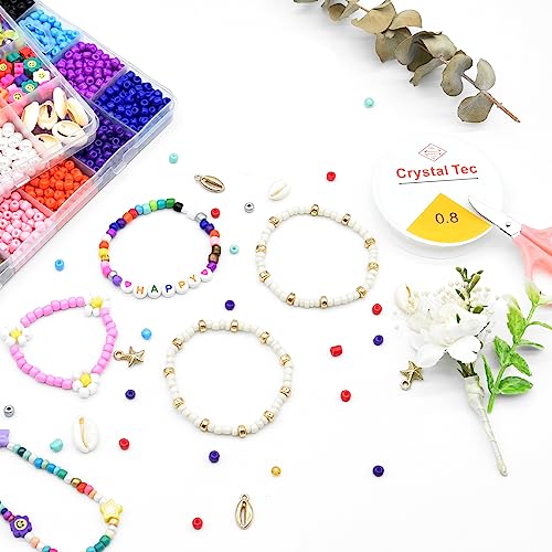 JOJANEAS 8800pcs 4mm Glass Seed Beads Bracelet Making Kit 24 Colors Small Beads for DIY Bracelets Necklace Jewelry Making Supplies