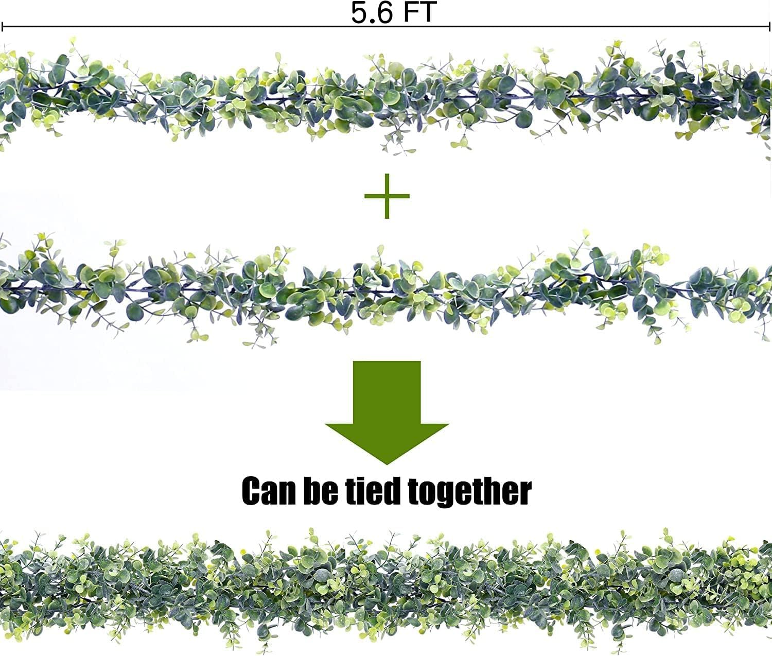 Sggvecsy Artificial Eucalyptus Garland 4 Pack Fake Eucalyptus Greenery Garland Faux Hanging Plants Artificial Vines, 5.6 Feet/Strand for Wedding Backdrop Arch Wall Table Party Outdoor Festival Decor