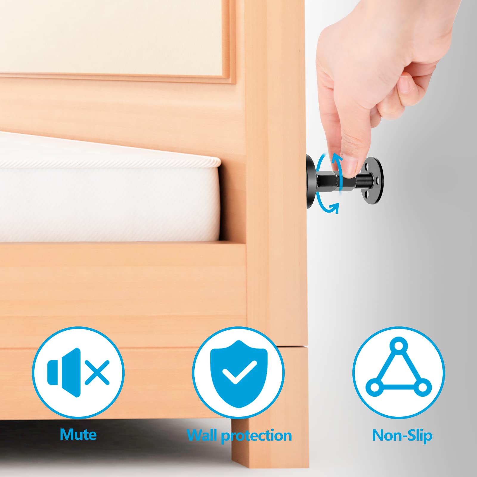 REFFU 4PCS Bed Stoppers Headboard Stoppers, Bed Noise Stoppers, Adjustable Threaded Bed Frame Anti-Shake Tool, Bed Shake Support Stabilizer, Bedside Anti Shake Tool for Bed Cabinet Sofa(30-114mm)