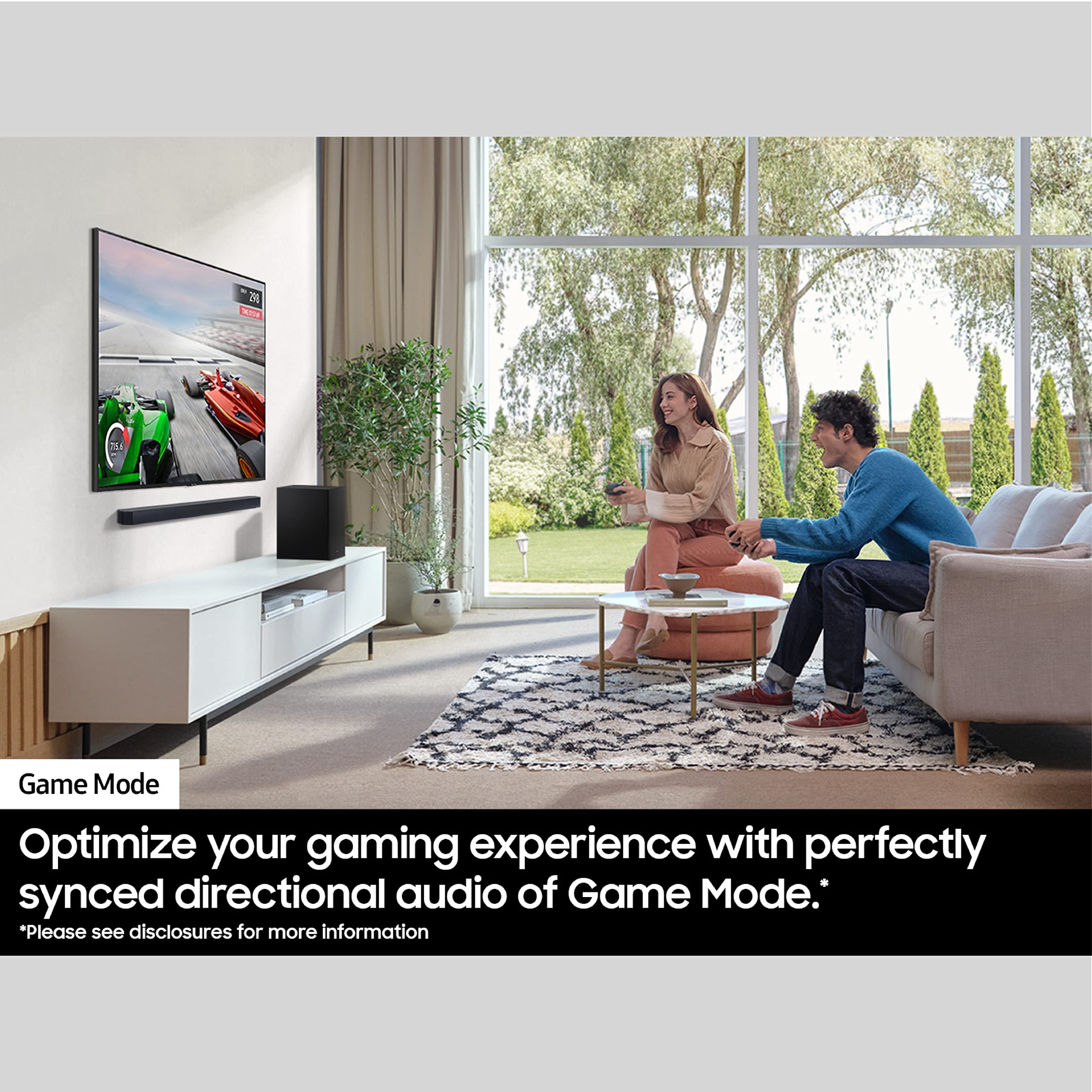 SAMSUNG HW-Q60C 3.1ch Soundbar w/Dolby Audio, Q-Symphony, Adaptive Sound Lite, HDMI eARC, Game Mode, Bluetooth, Tap Sound, Wireless Surround Sound Compatible, Black