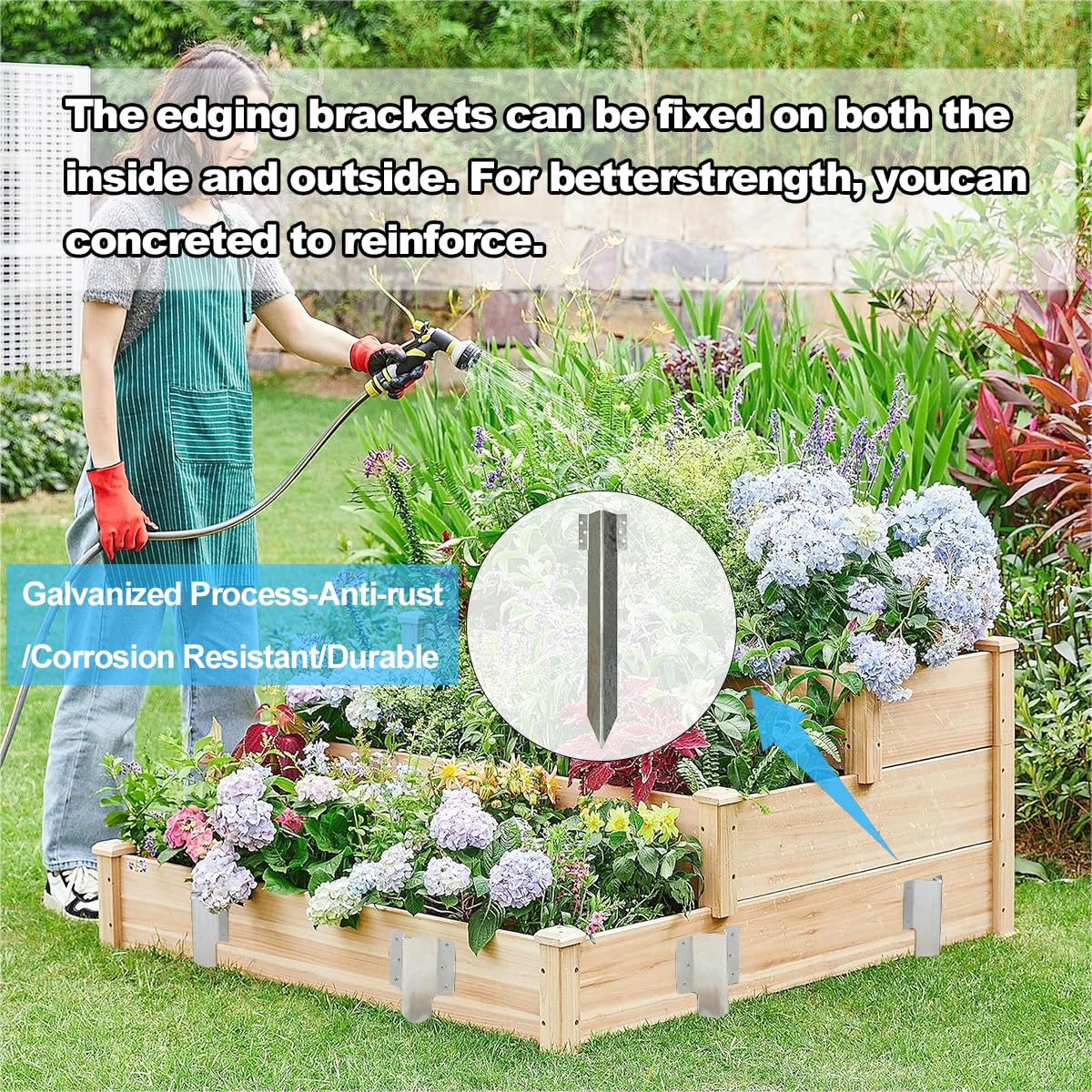 10pcs Sleeper Stakes,Metal Stakes Heavy Duty,Fence Post Repair Stakes Anchors Ground Spikes, Metal Stakes for Ground,Raised Garden Bed,Wooden Garden Edging Border,Driveway,Path Edging