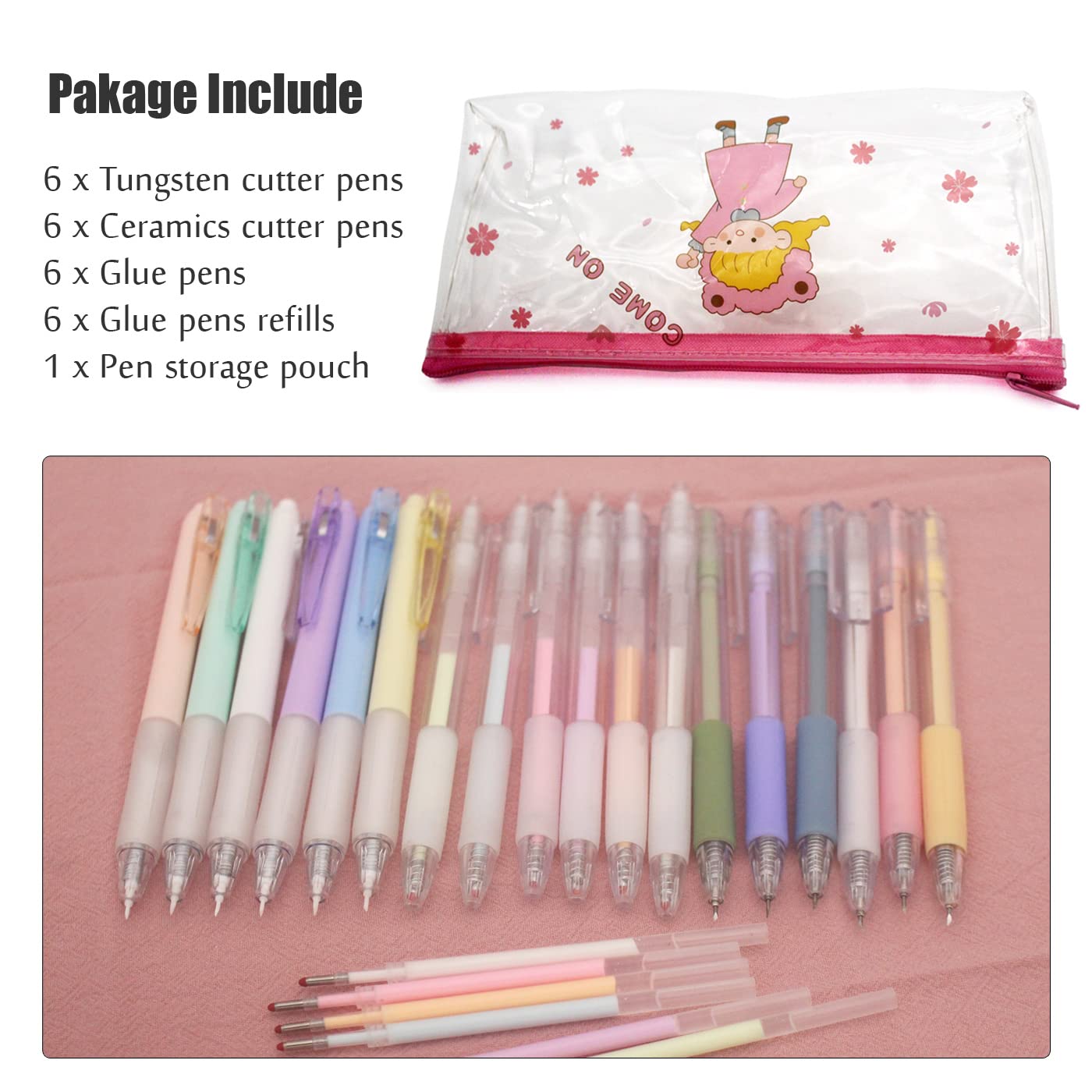 25 Pcs Craft Cutting Tools, Paper Cutter Pens with Tungsten & Ceramics Head, Quick Dry Glue Pen, Art Blade for Papercrafts Handmade Engraving DIY Drawing