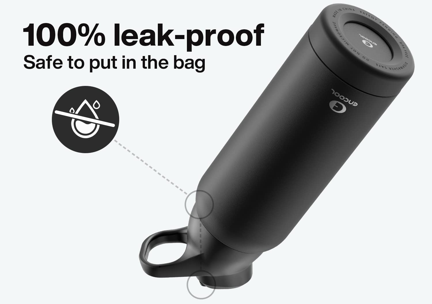 ENCOOL Insulated Stainless Steel Water Bottle with Straw and Carry Loop, Double Wall Cold for 36 Hours, Tritan Leak Proof Lid for Sports, Travel, 32 oz, Black Night