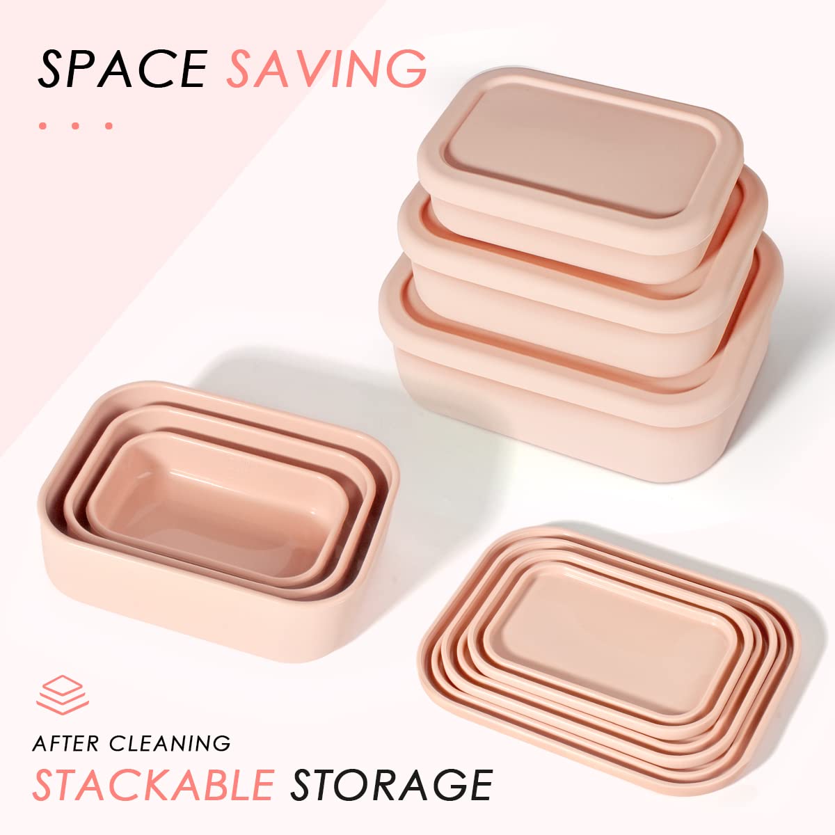 Keweis Silicone Food Storage Containers, Set of 3 Silicone Bento Lunch Box Containers with Lids, Hard-Shell Silicone, Airtight, Microwave, Dishwasher and Freezer Safe (10oz, 23.6oz, 44oz)