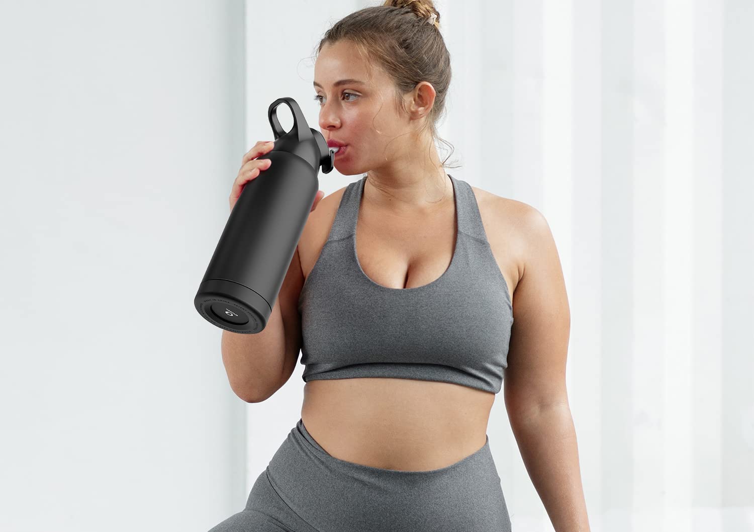 ENCOOL Insulated Stainless Steel Water Bottle with Straw and Carry Loop, Double Wall Cold for 36 Hours, Tritan Leak Proof Lid for Sports, Travel, 32 oz, Black Night