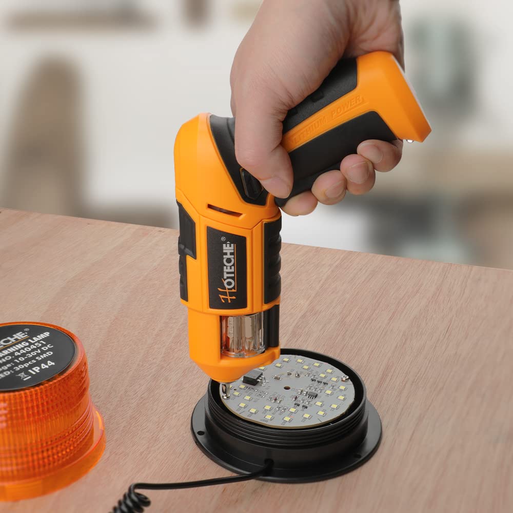 Hoteche 3.6V Cordless Screwdriver 6-in-1 Rechargable Mini Electric Drill Portable Screw Gun with LED Work Light, Battery and Charger
