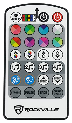 Rockville Mini RF1 V2 Black Recharegable Wash Light, RGBWA+UV, 12 Watts,| 4-Channel RF with Incldued Remote, 15 Hours Battery Life, Perfect for Parties, DJs, Events