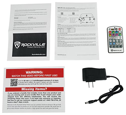 Rockville Mini RF1 V2 Black Recharegable Wash Light, RGBWA+UV, 12 Watts,| 4-Channel RF with Incldued Remote, 15 Hours Battery Life, Perfect for Parties, DJs, Events