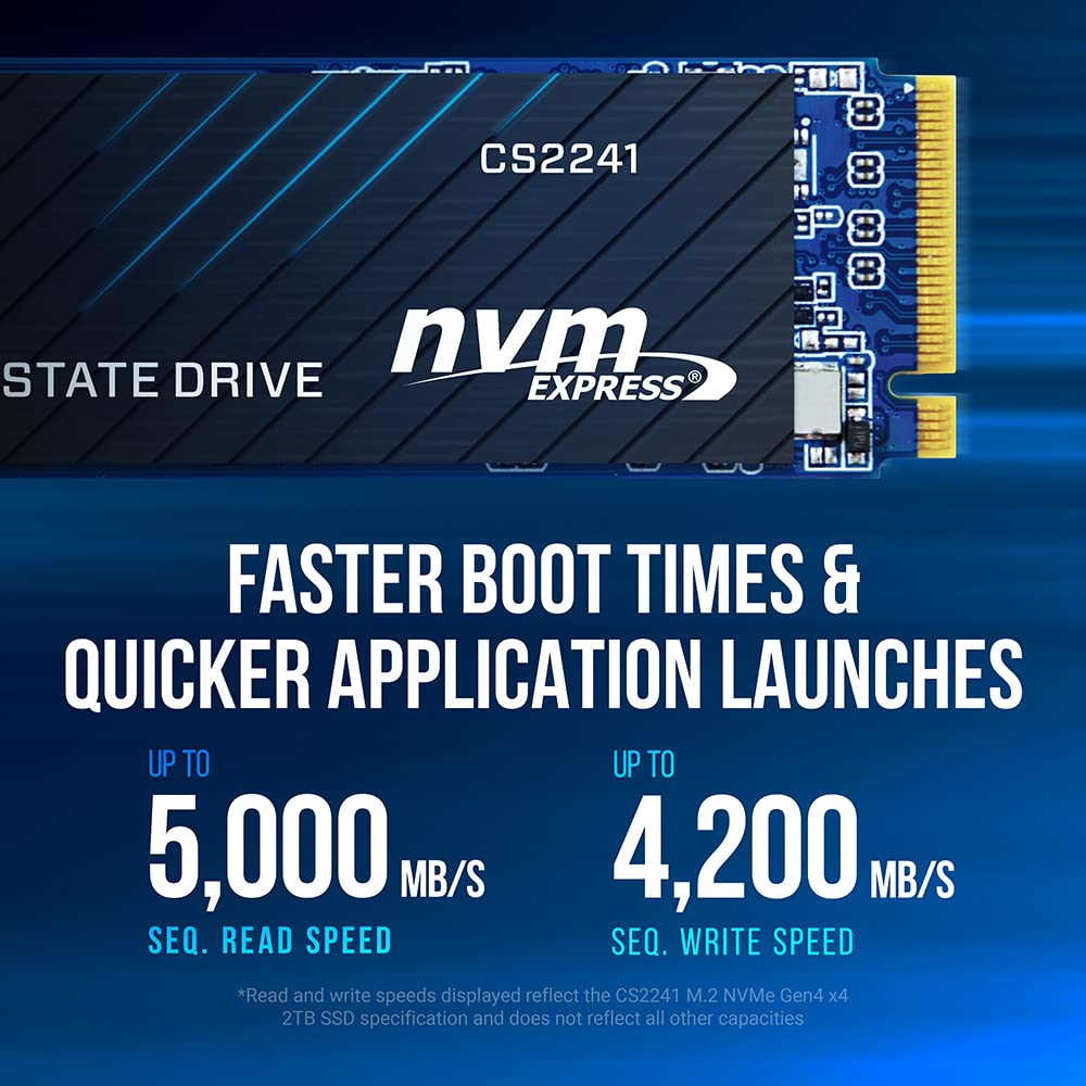 PNY CS2241 500GB M.2 NVMe Gen4 x4 Internal Solid State Drive (SSD) - M280CS2241-500-RB