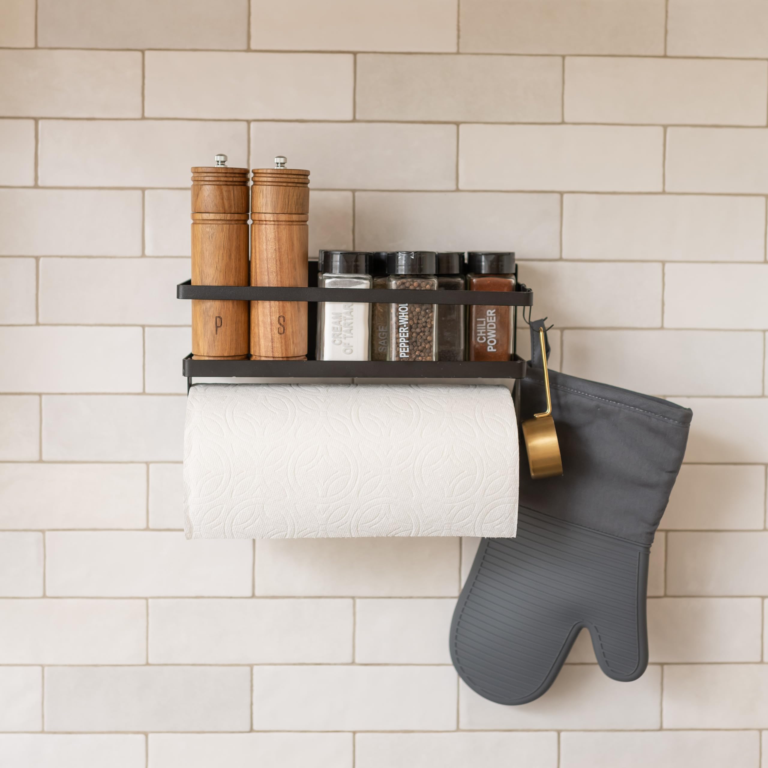 Magnetic Spice Racks for Refrigerator- Spice Rack Organizer with Iron Paper Towel Holder
