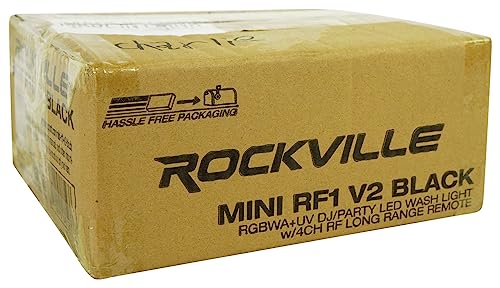 Rockville Mini RF1 V2 Black Recharegable Wash Light, RGBWA+UV, 12 Watts,| 4-Channel RF with Incldued Remote, 15 Hours Battery Life, Perfect for Parties, DJs, Events