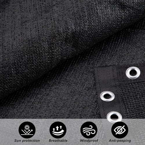 Cliselda 8ft x 50ft Privacy Fence Screen, Black Fence Covering Privacy with Grommets, Heavy Duty Fencing Mesh Shade Net Cover for Outdoor Yard Wall Garden Backyard Commercial Residential