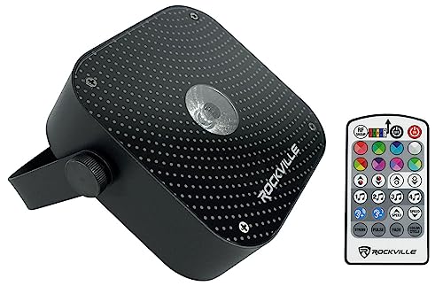 Rockville Mini RF1 V2 Black Recharegable Wash Light, RGBWA+UV, 12 Watts,| 4-Channel RF with Incldued Remote, 15 Hours Battery Life, Perfect for Parties, DJs, Events