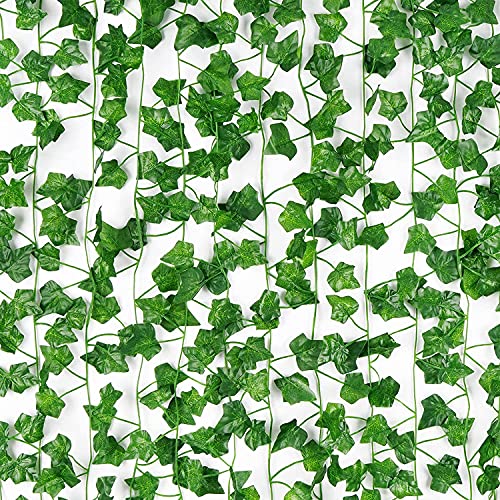 Artflower Fake Vines for Bedroom, 8 Pcs 56Ft Fake Ivy Vines Greenery Garland Artificial Ivy Leaves Fake Hanging Plants for Office Garden Wedding Wall Room Decor
