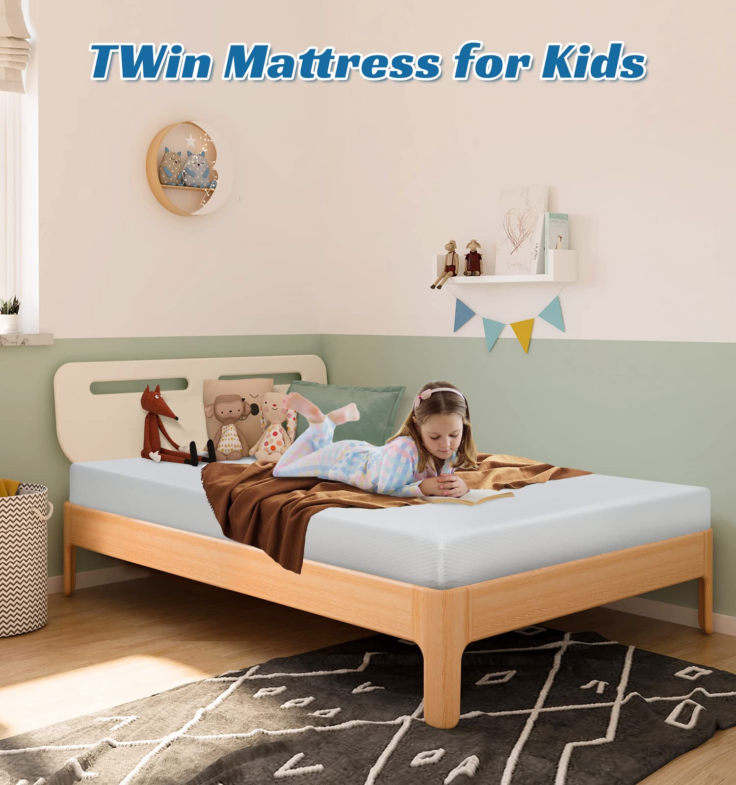 Dkeli Twin Mattress, 8 Inch Gel Memory Foam Mattress for Cool Sleep & Pressure Relief, Medium Firm Single Twin Mattress for Kids, Bed-in-a-Box, CertiPUR-US Certified