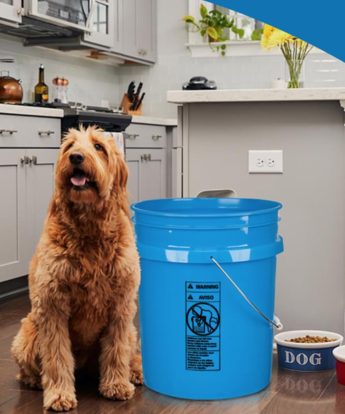 House Naturals 5 Gallon Plastic Blue Food Grade Made in USA Bucket Container with Air Tight Screw on Lid (Pack of 3)